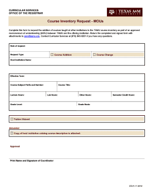 Fillable Online registrar tamu CURRICULAR SERVICES Fax Email Print - pdfFiller