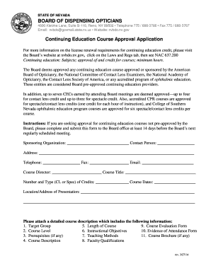 Fillable Online Continuing Education Course Approval Application Fax ...