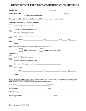 Fillable Online Dealer Preferred Communication Methods Form Fax Email ...