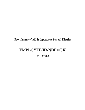 Fillable Online newsummerfieldisd EMPLOYEE HANDBOOK 2014-2015 2015-2016 ...