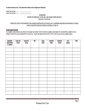 Fillable Online Page 1 Worksheet 2016-17 Fax Email Print - pdfFiller