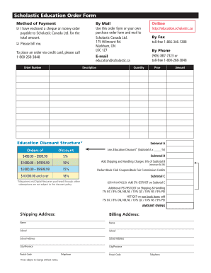 Fillable Online Scholastic Education Order Form Fax Email Print - pdfFiller