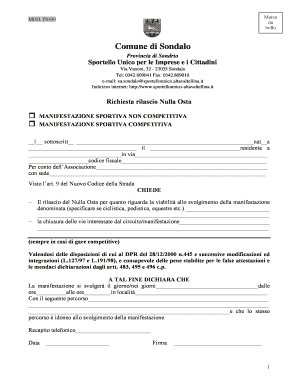 Fillable Online sportellounico-marcianise ce Richiesta rilascio Nulla ...