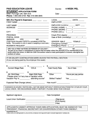 Fillable Online PAID EDUCATION LEAVE - CAW 199 NIAGARA - Welcome Fax Email Print - pdfFiller