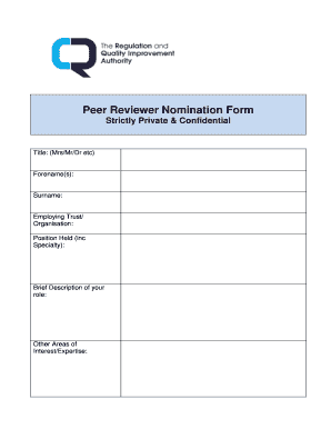 Fillable Online Peer Reviewer Nomination Form Fax Email Print - pdfFiller