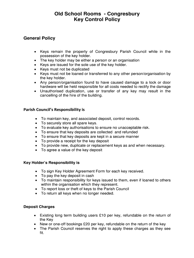 Fillable Online congresbury-pc gov Old School Rooms - Congresbury Key ...