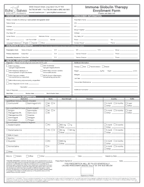 Fillable Online Immune Globulin Therapy Enrollment Form - Echo Salveo ...