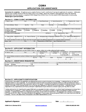 Fillable Online cgmahq CGMA APPLICATION FOR ASSISTANCE Instructions for ...