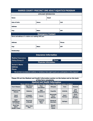 Fillable Online hcp1 HARRIS COUNTY PRECINCT ONE ADULT AQUATICS PROGRAM ...