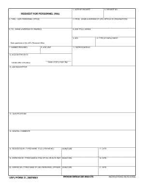 Fillable Online usfj REQUEST FOR PERSONNEL IHA - USFJ Fax Email Print ...