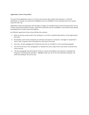 Fillable Online Application Letter Preparation Fax Email Print - pdfFiller