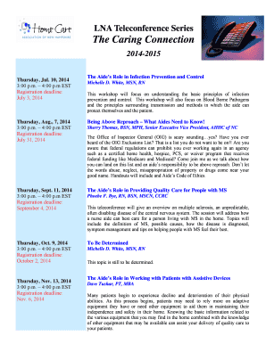 Fillable Online homecarenh LNA Teleconference Series The Caring ...