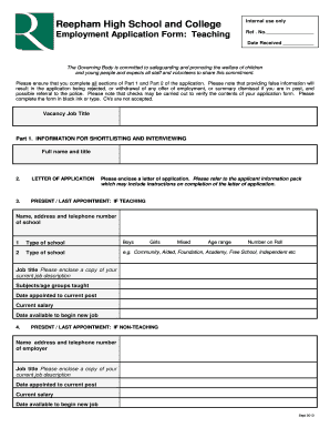 Fillable Online Reepham High School and College Internal use only Fax ...