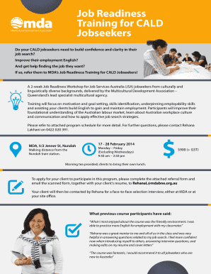 Fillable Online Job Readiness Training for CALD Jobseekers - ECCQ Fax ...