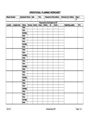 Fillable Online nmsarc OPERATIONAL PLANNING WORKSHEET Fax Email Print ...