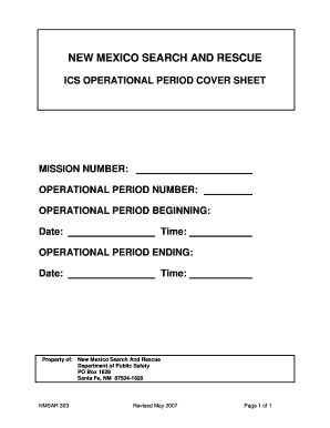 Fillable Online nmsarc ICS OPERATIONAL PERIOD COVER SHEET MISSION ...