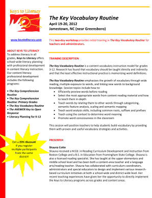 Fillable Online The Key Vocabulary Routine - NCSIP Fax Email Print ...