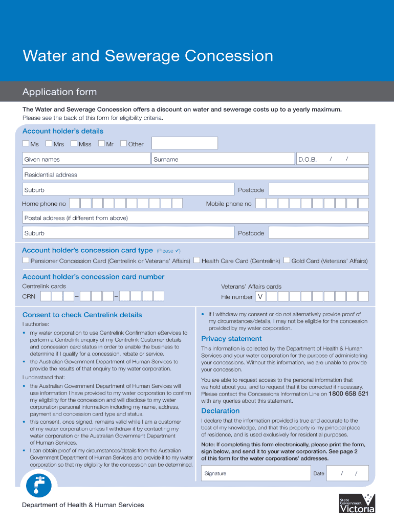 Fillable Online Water and Sewerage Concession Water and Sewerage ...
