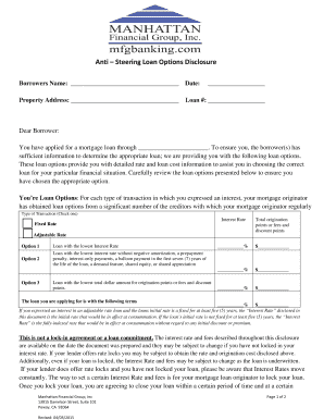 Fillable Online Anti Steering Loan Options Disclosure - MFG Banking Fax ...