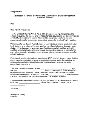 Fillable Online public jefferson kyschools Parent Notification SAMPLE ...