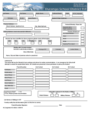 Fillable Online Last Name First Name Middle Name Preferred Name Grade Home Fax Email Print ...