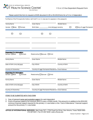 Fillable Online uthscsa F-2 or J-2 Visa Dependent Request Form ...