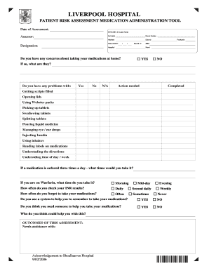 Fillable Online PATIENT RISK ASSESSMENT MEDICATION ADMINISTRATION TOOL ...