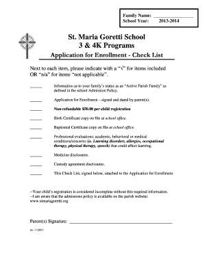 Fillable Online 2013 Registration Check-off Sheet.doc Fax Email Print ...