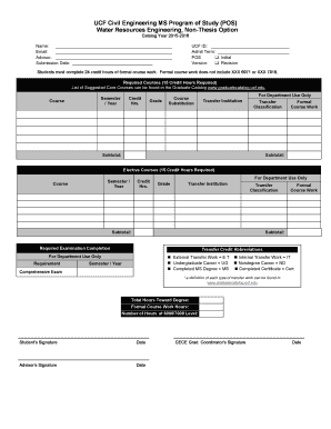 Fillable Online UCF Civil Engineering MS Program of Study POS Water Fax ...