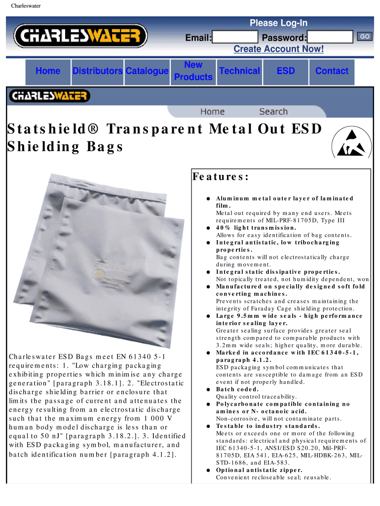 Fillable Online Statshield Transparent Metal Out ESD Shielding Bags Fax ...