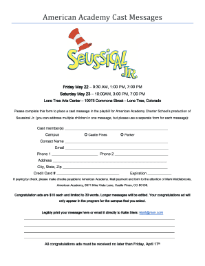 Fillable Online americanacademyk8 American Academy Cast Messages ...