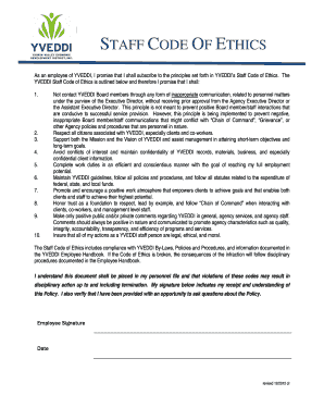Fillable Online STAFF CODE OF ETHICS - yveddicom Fax Email Print ...