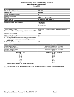 Fillable Online MetLife Voluntary Short Term Disability Insurance Fax ...