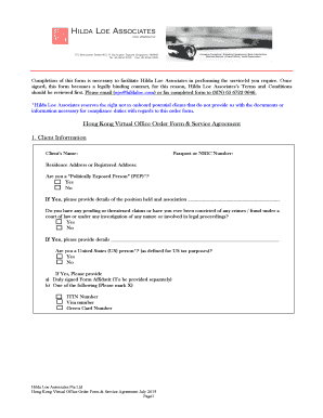 Fillable Online 2 Hla Hkg Virtual Office Order Form Jul 2015 Fax Email ...