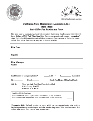 Fillable Online California State Horsemens Association Inc Trail Trials ...