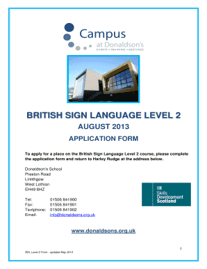 Fillable Online donaldsons org Bsl Level 2 Application Form Aug 2013pdf ...