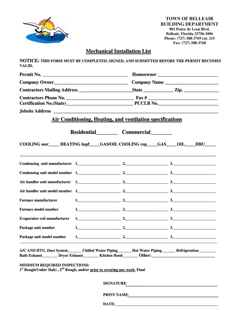 Fillable Online Air Conditioning Heating and ventilation specifications ...
