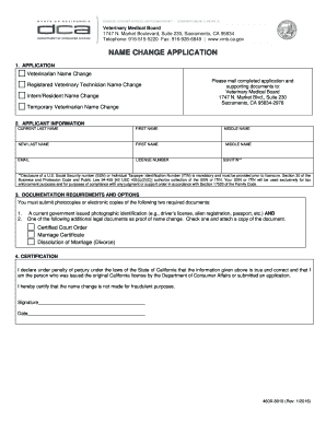 Fillable Online vmb ca NAME CHANGE APPLICATION INSTRUCTIONS Apply ...