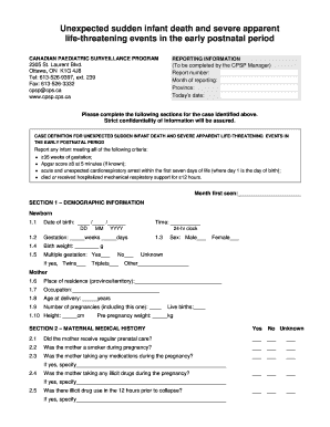 Fillable Online cpsp cps Unexpected sudden infant death and severe ...