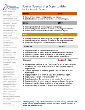 Fillable Online Special Sponsorship Opportunities - Collaboration ...