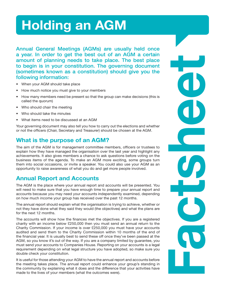 Fillable Online Holding an AGM Fax Email Print - pdfFiller
