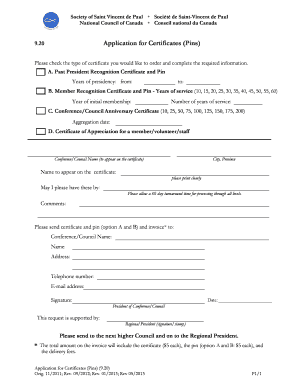 Fillable Online Application for Certificates Pins Fax Email Print ...