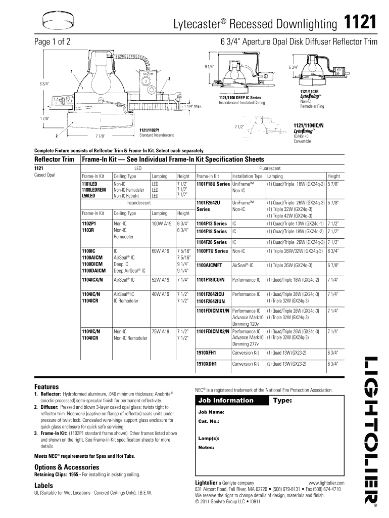 Fillable Online Page 1 of 2 6 34 Aperture Opal Disk Diffuser Reflector Trim Fax Email Print ...