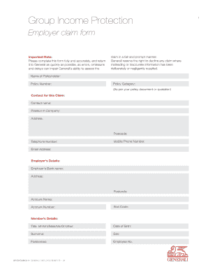 Fillable Online Employer claim form - Generali Fax Email Print - pdfFiller