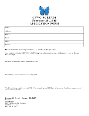 Fillable Online gfwc-sc GFWC SC LEADS Fax Email Print - pdfFiller