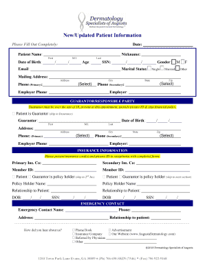 Fillable Online New/Updated Patient Information Date: Please Fill Out ...