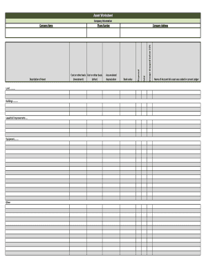 Fillable Online Asset Worksheet - Kellys Tax Service Accounting Fax ...