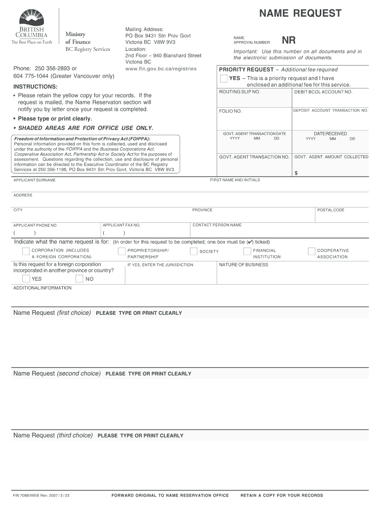 Fillable Online Information Package REG20 - BC Registry Services ...