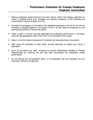 Fillable Online Performance Evaluation for Exempt Employees Employer ...
