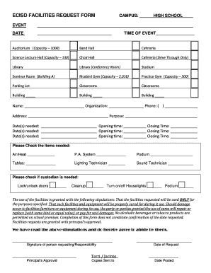 Fillable Online echs ecisd ECISD FACILITIES REQUEST FORM Fax Email ...